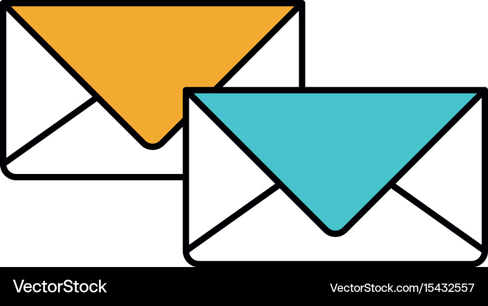 Color sections silhouette of envelopes mail Vector Image