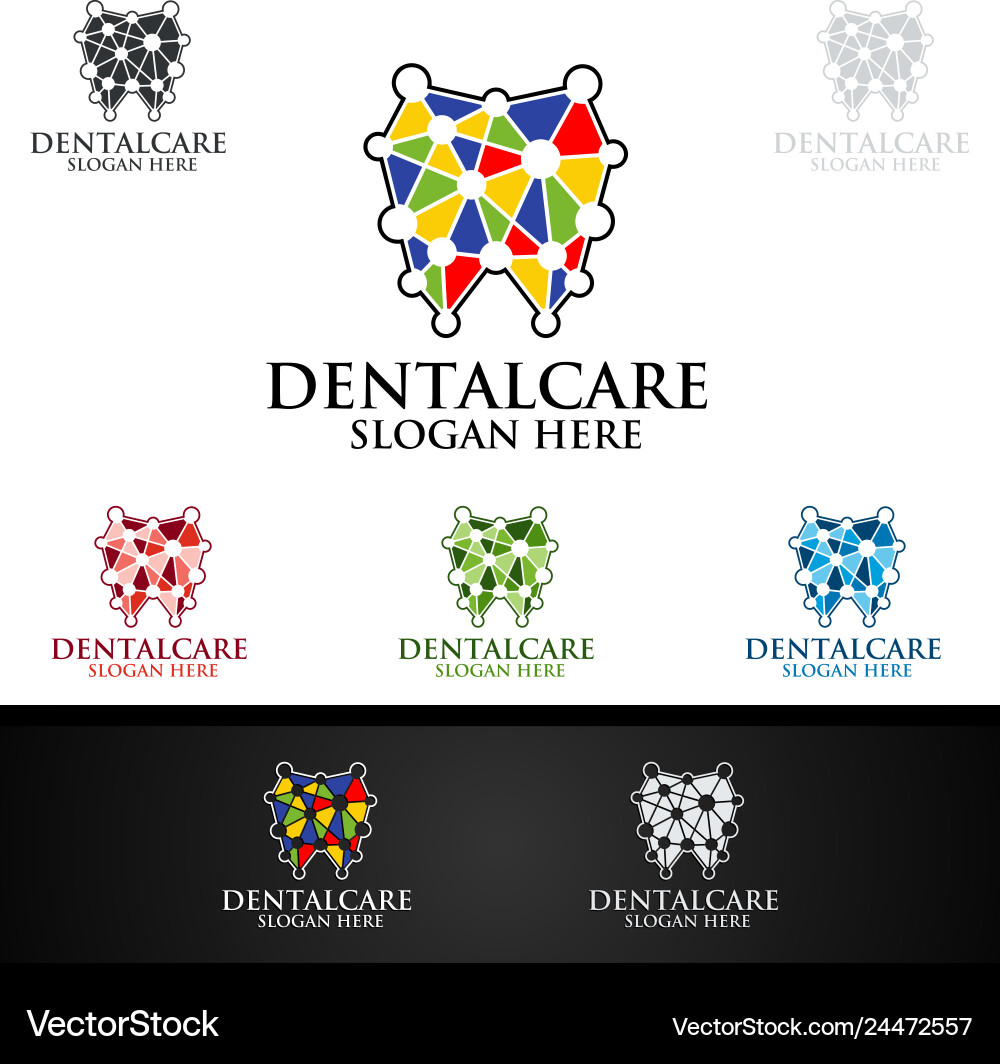 Dental logo with tooth abstract design template Vector Image