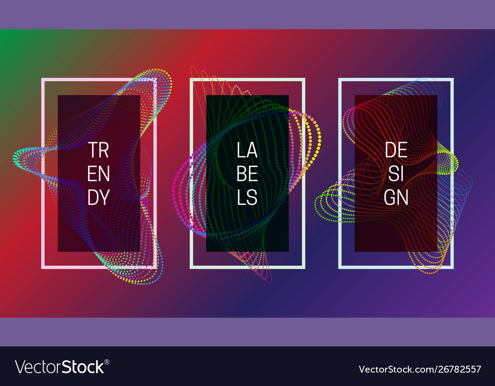 Dynamic labels design set frames with vibrant Vector Image