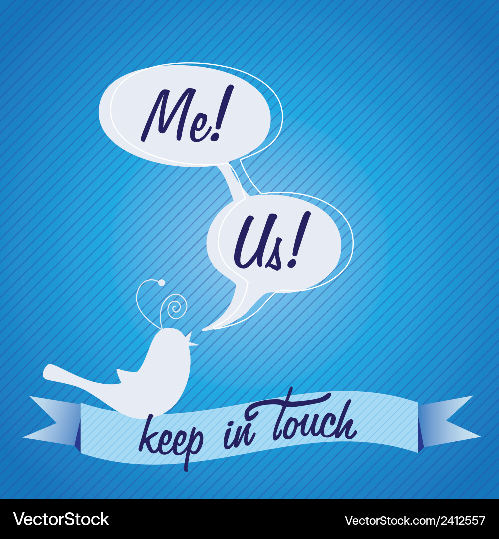 Follow me and us label with bird keep Royalty Free Vector