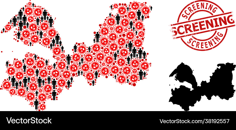 Grunge textured screening stamp and people Vector Image