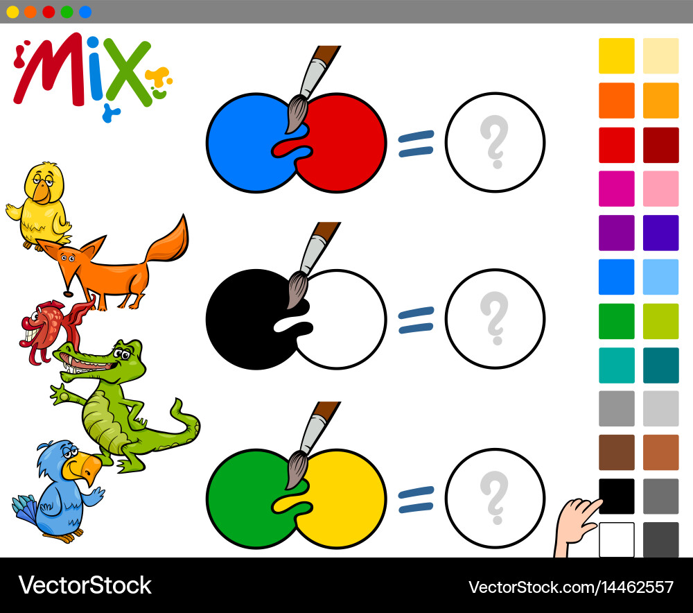 Mix colors educational activity Royalty Free Vector Image