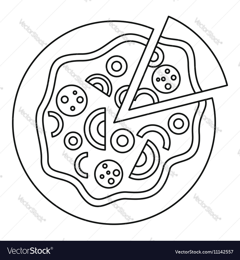 Pizza icon outline style Royalty Free Vector Image