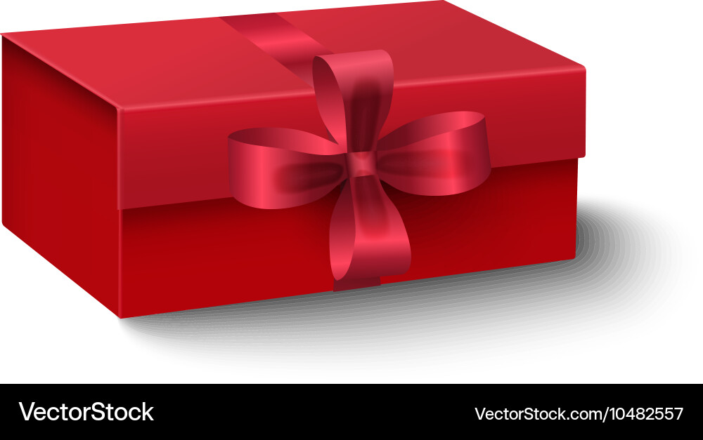 Red oblong gift box with ribbon and bow Royalty Free Vector