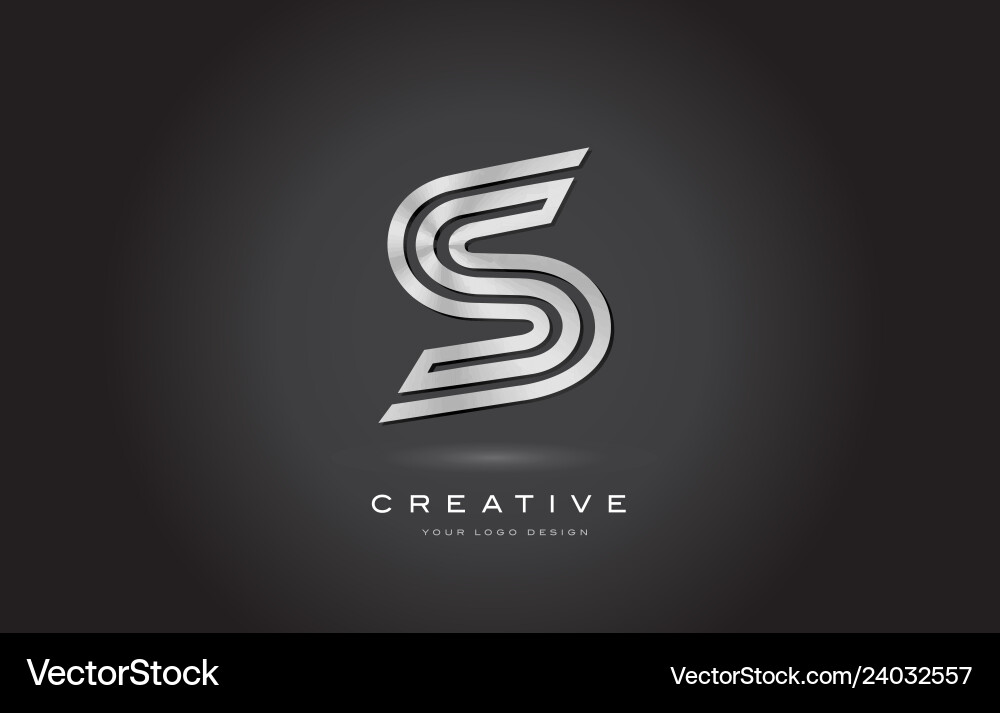 S silver steel letter monogram logo design Vector Image