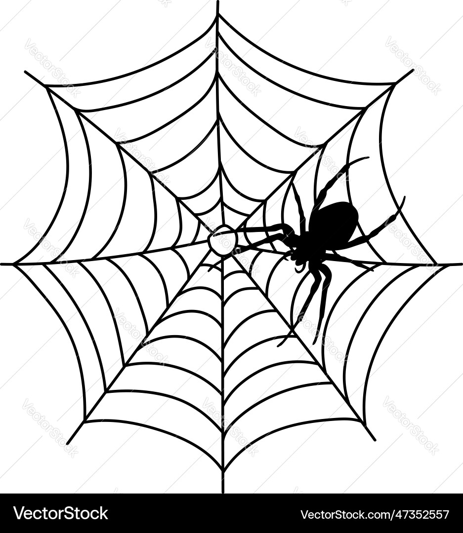 Scary black spider web isolated on white spooky Vector Image