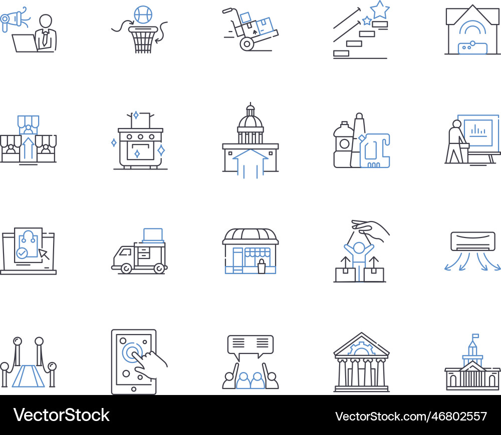 Settlement line icons collection negotiation Vector Image