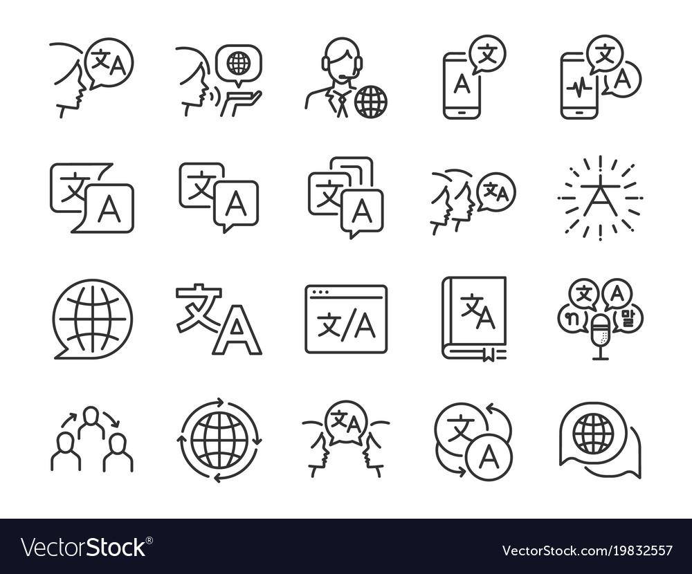 Translation icon set Royalty Free Vector Image