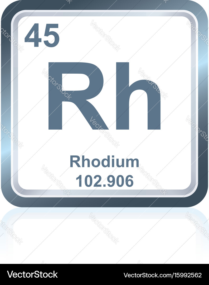 Chemical element rhodium from periodic table Vector Image