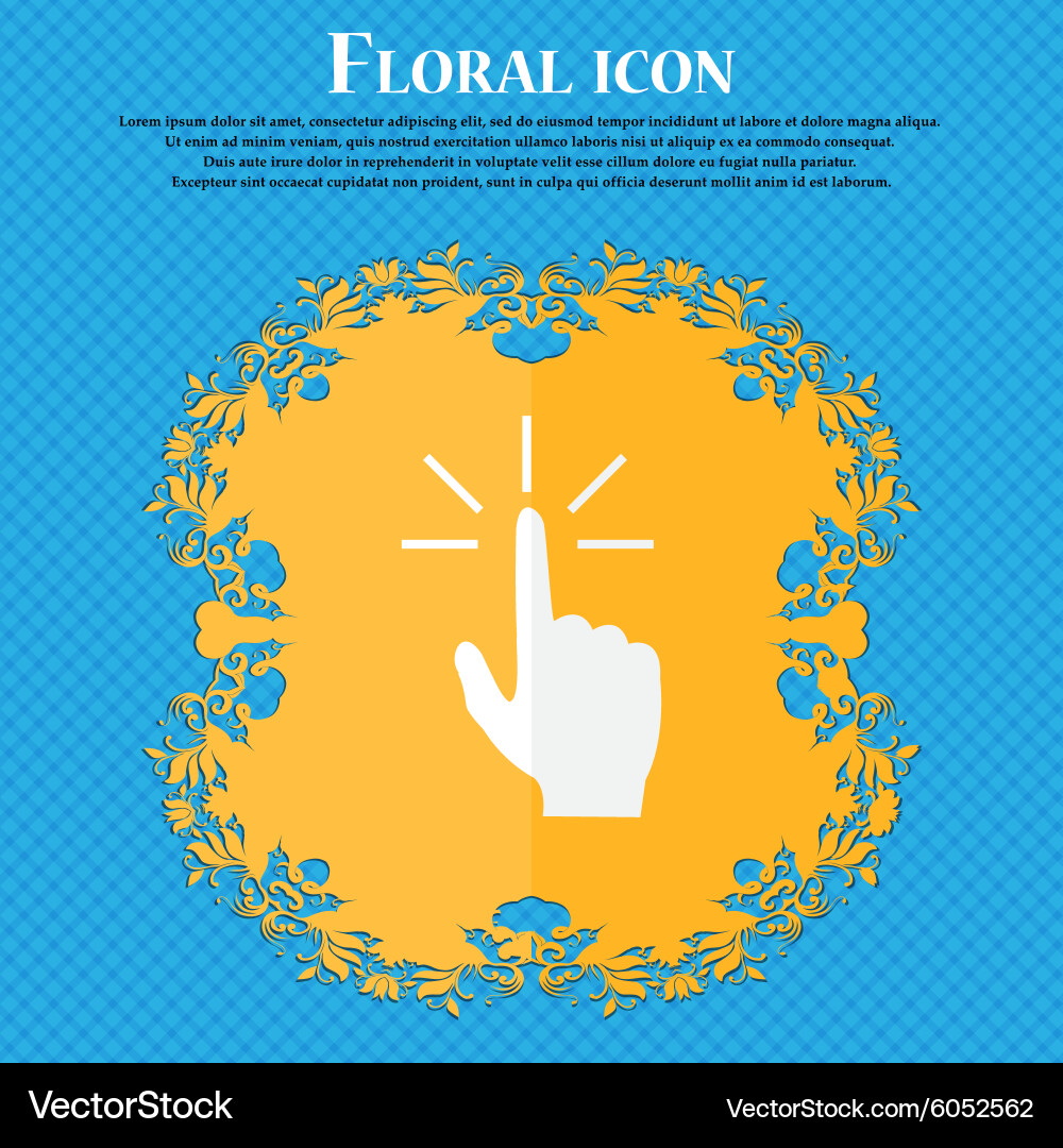 Click here hand icon sign floral flat design Vector Image