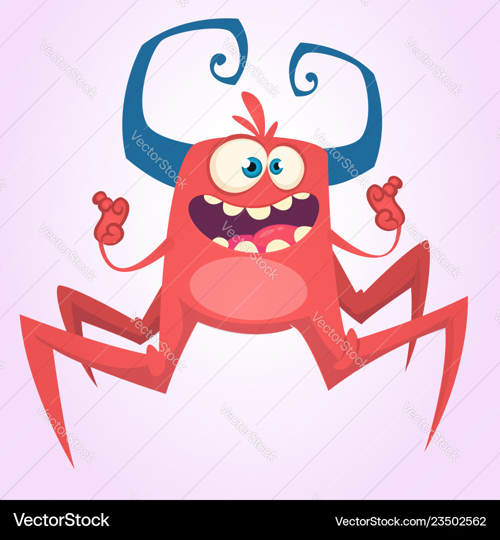 Cute cartoon spider monster Royalty Free Vector Image