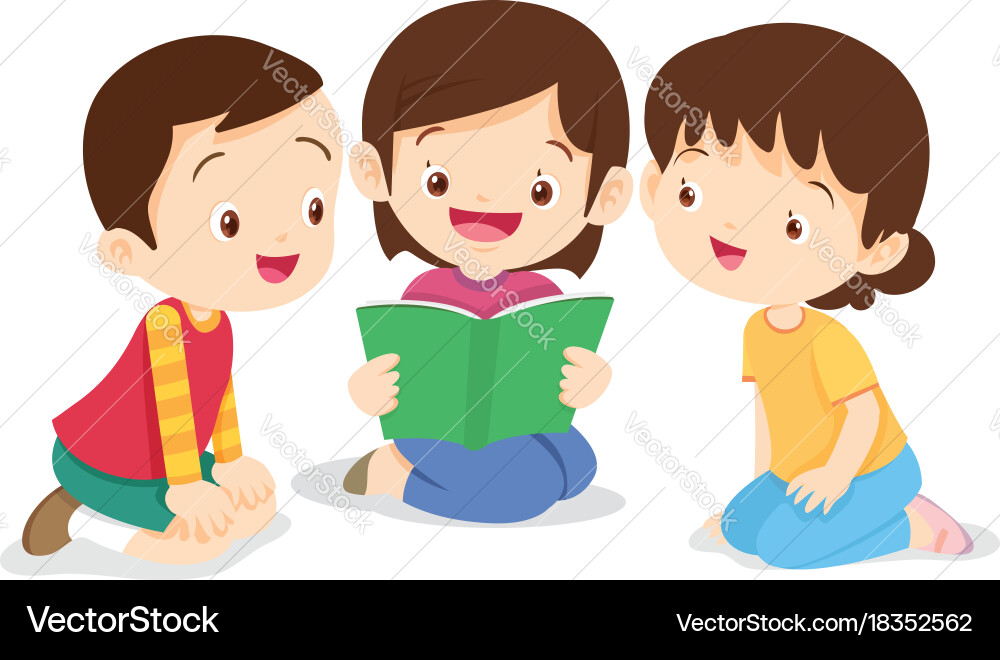 Girl sit and read book Royalty Free Vector Image