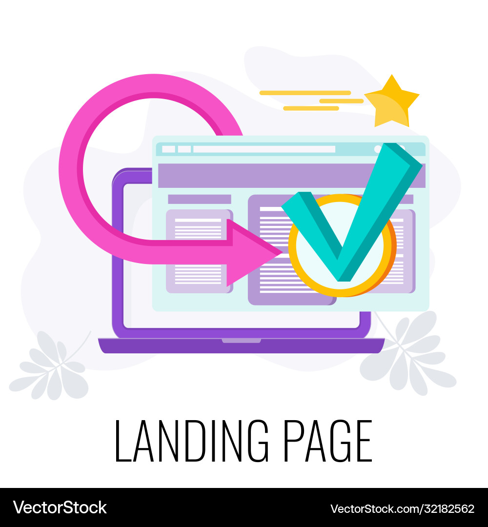 Landing page icon marketing flat Royalty Free Vector Image