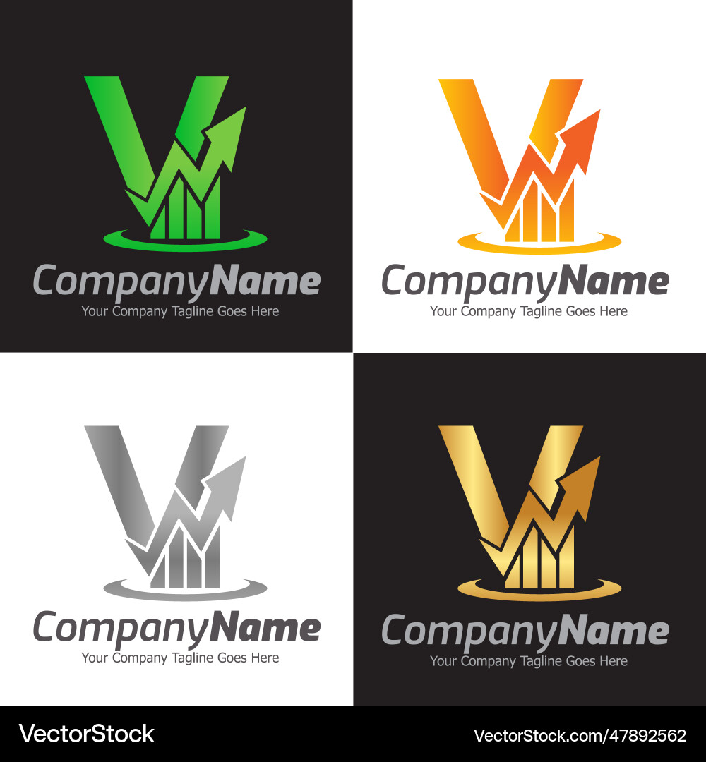 Letter v logo template colorful Royalty Free Vector Image