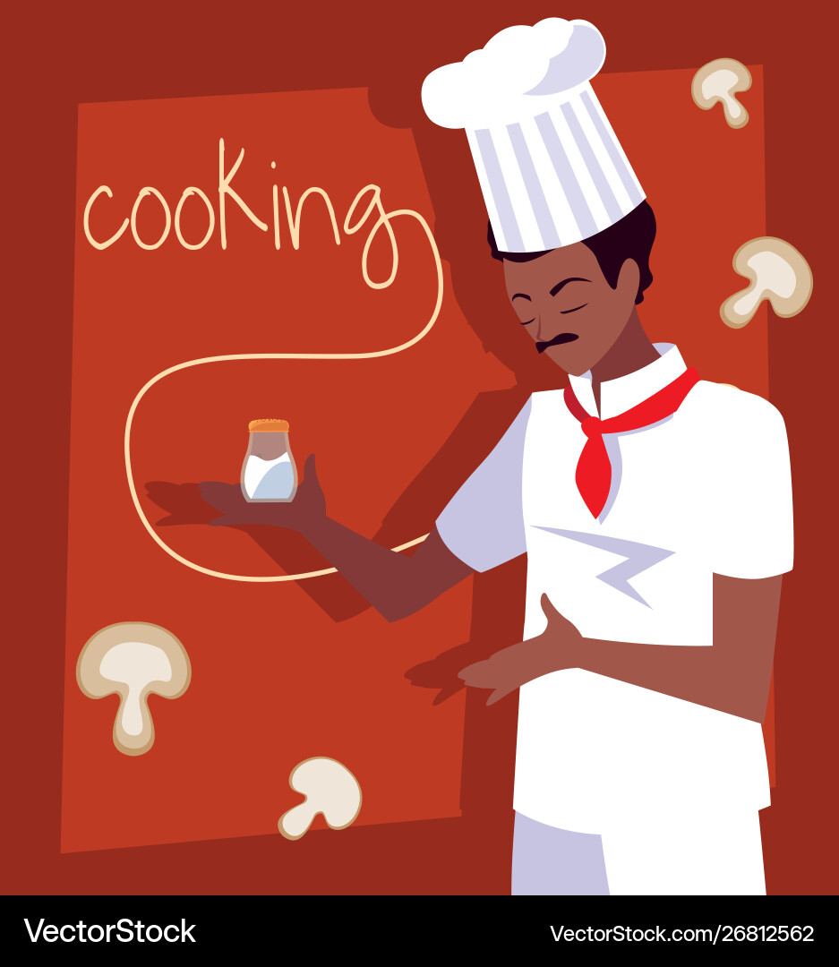 Professional chef cooking with mushrooms Vector Image