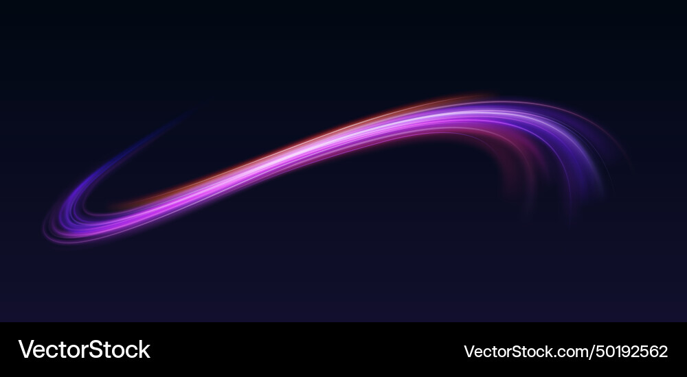 Purple neon lines in wave realistic Royalty Free Vector