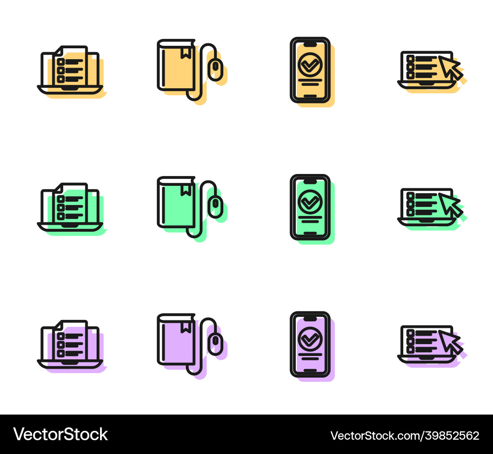 Set line online quiz test survey electronic Vector Image