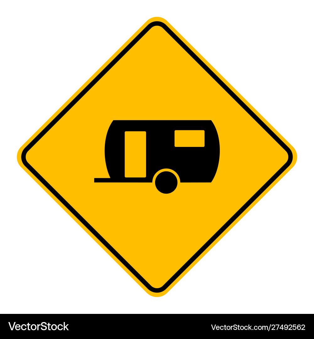 Trailer and road sign Royalty Free Vector Image