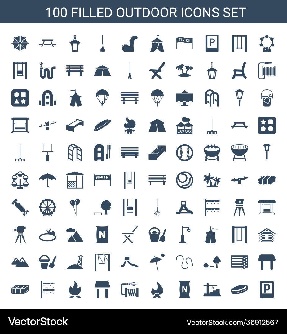 100 outdoor icons Royalty Free Vector Image - VectorStock