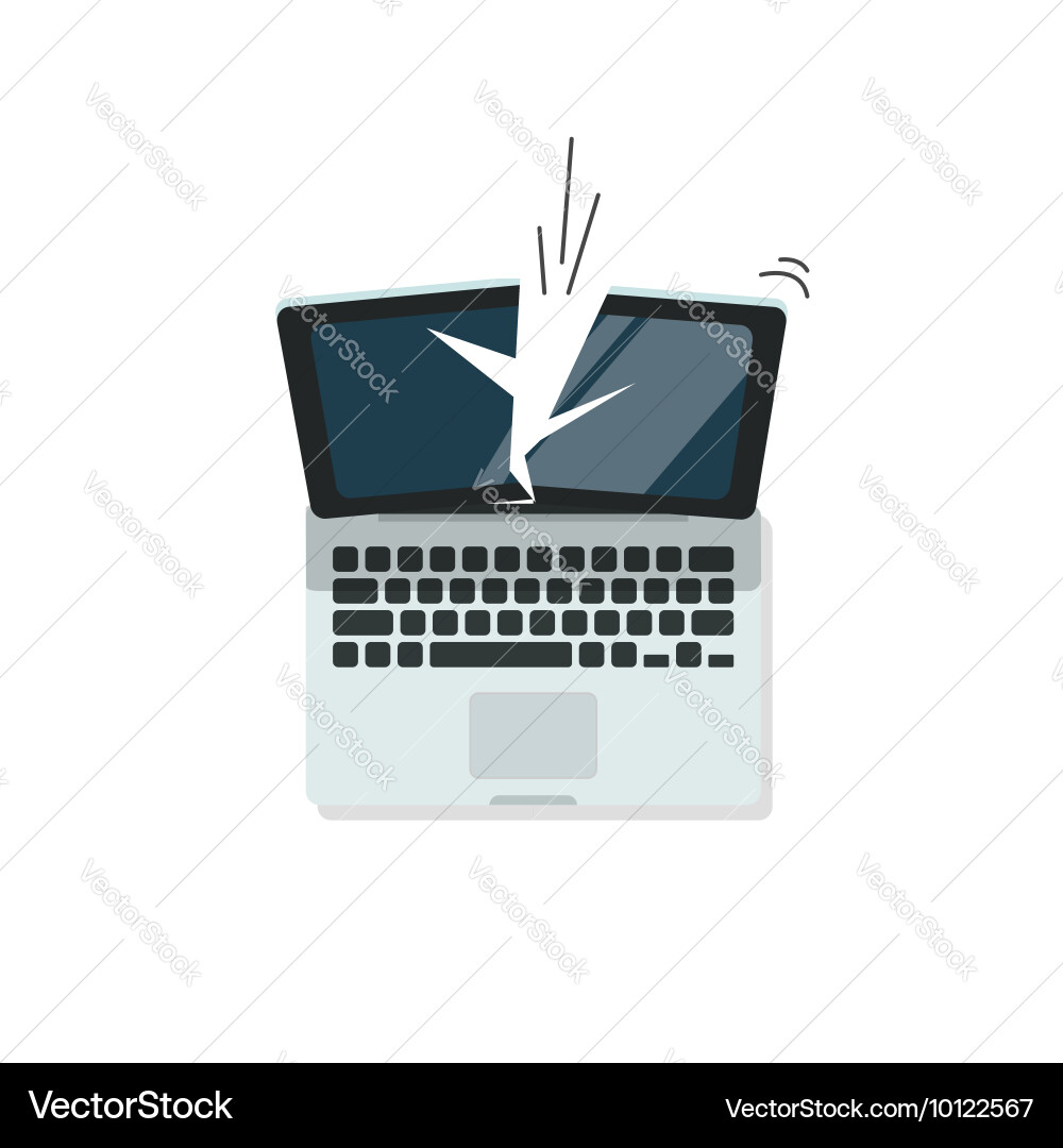 Broken laptop isolated Royalty Free Vector Image