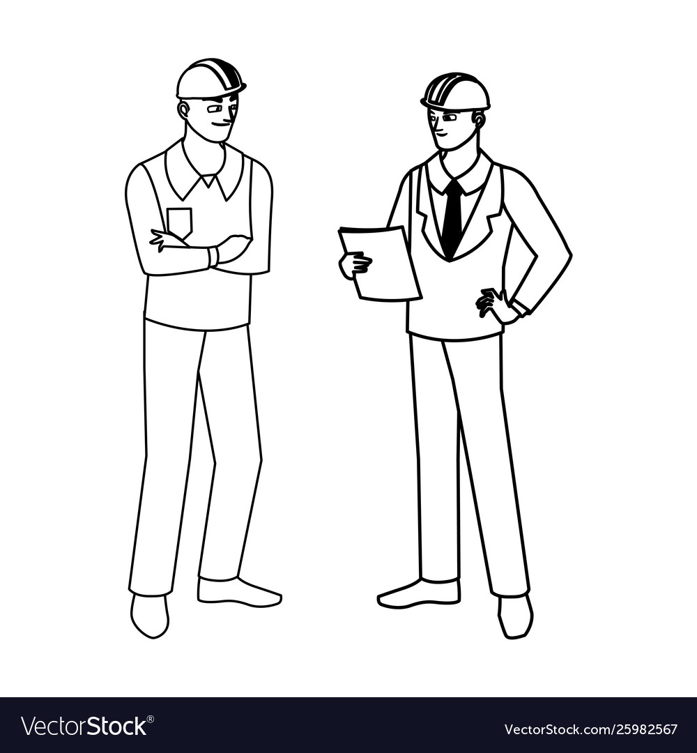 Builder constructor with engineer characters Vector Image