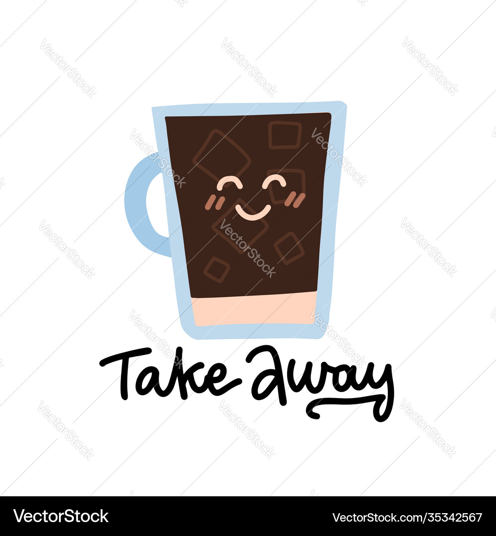 Cartoon comic coffee cup with cute kawaii face Vector Image