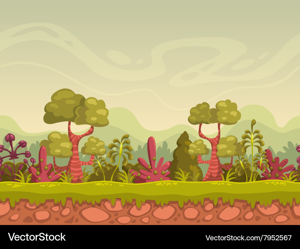 Cartoon seamless nature landscape Royalty Free Vector Image