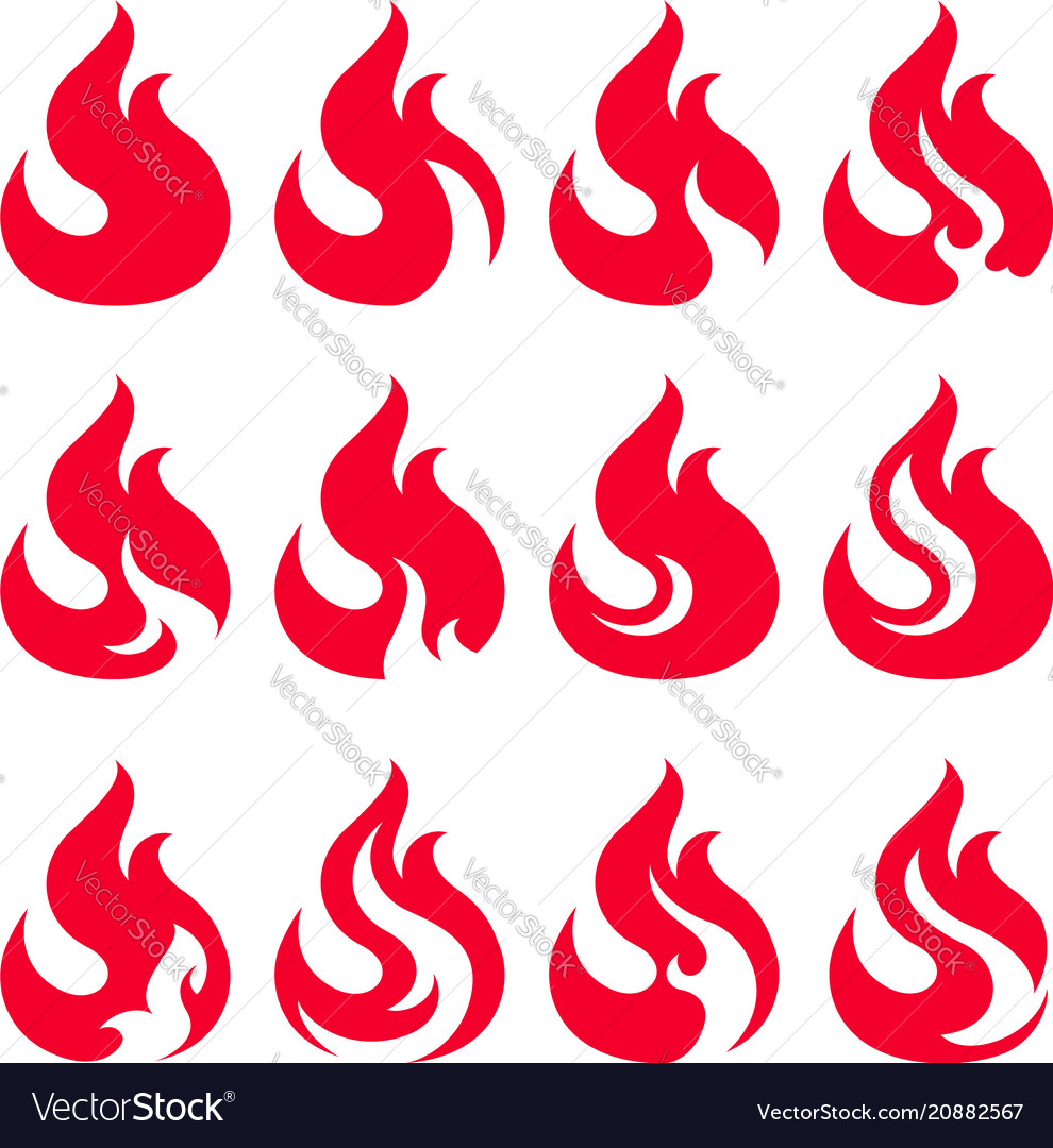 Fire icon set design element Royalty Free Vector Image