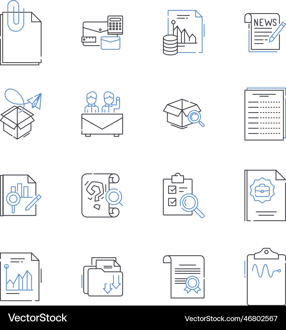 Inventory records line icons collection tracking Vector Image