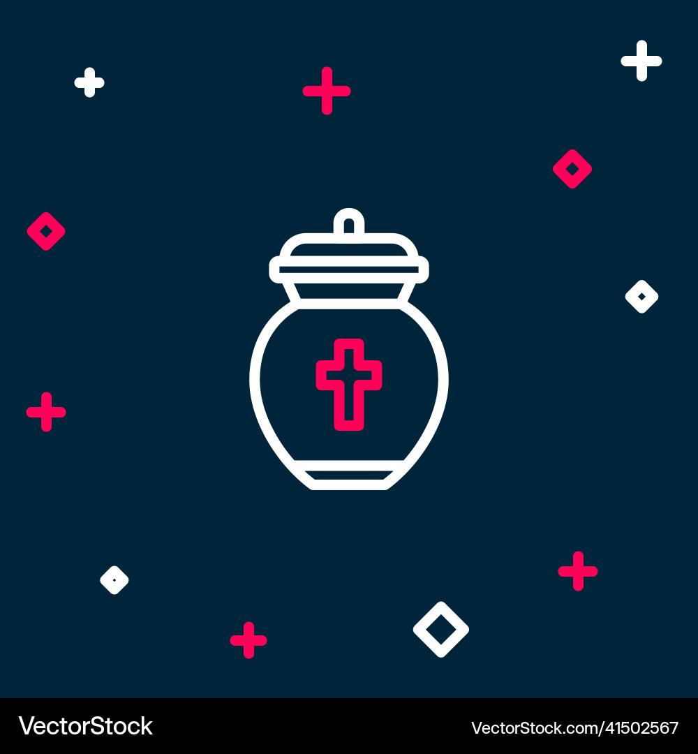Line funeral urn icon isolated on blue background Vector Image
