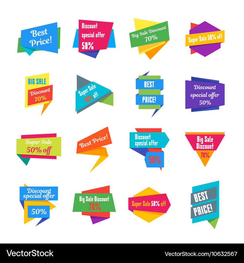 Trendy colorful geometric label collection Vector Image