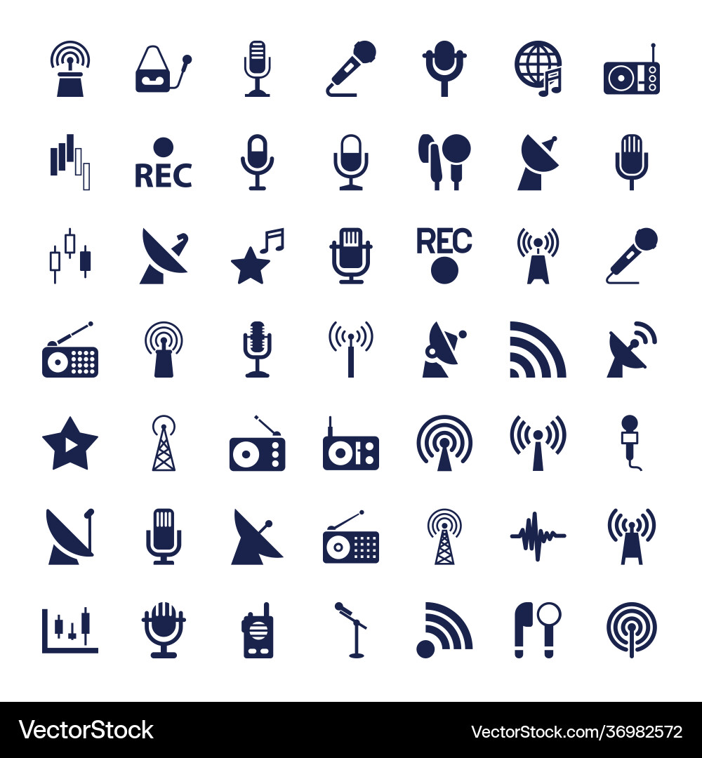 49 radio icons Royalty Free Vector Image - VectorStock