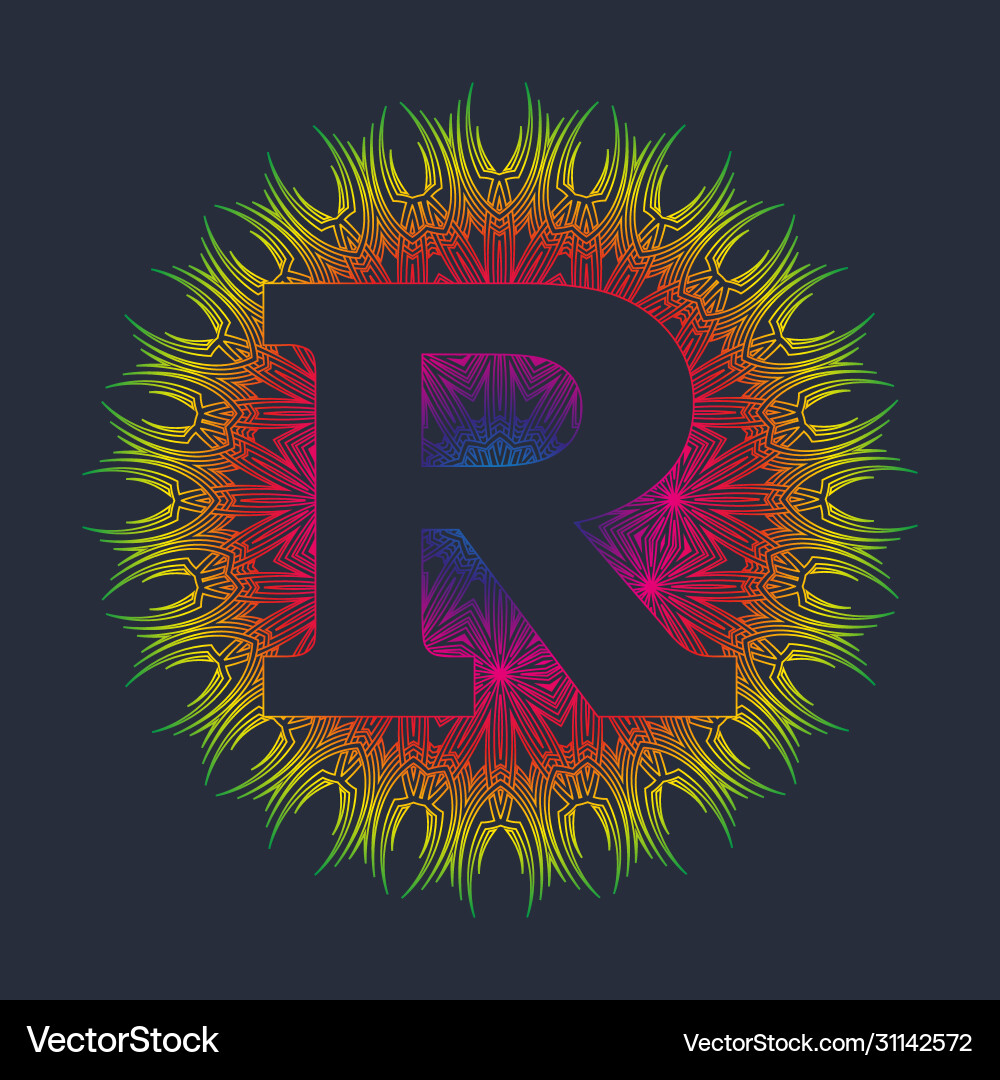 Capital letter r alphabet as a monogram Royalty Free Vector