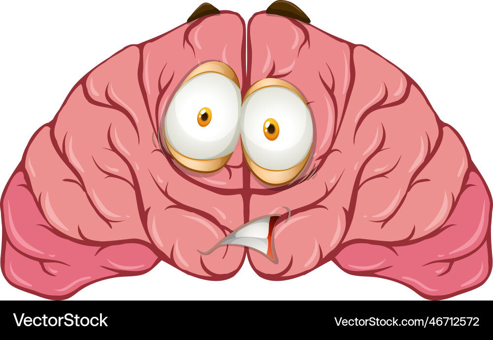 Cartoon human brain with facial expression Vector Image