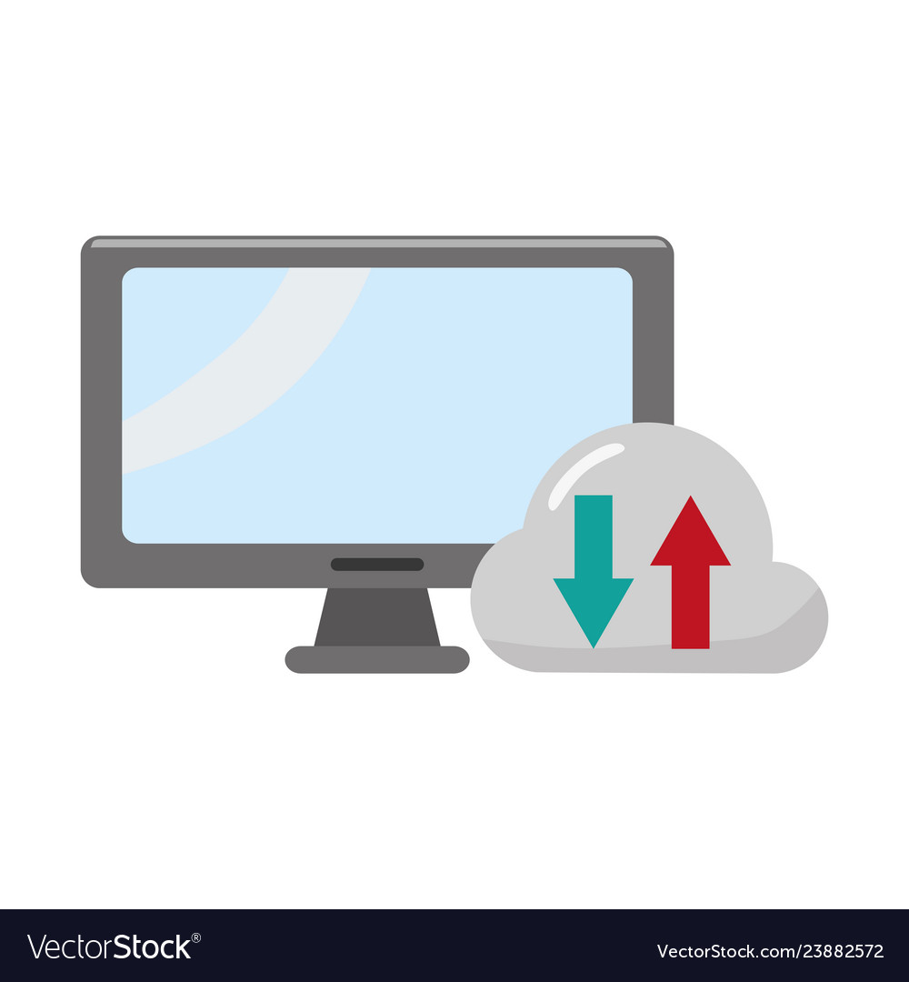 Computer monitor cloud storage Royalty Free Vector Image