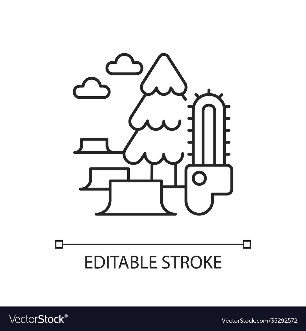 Deforestation linear icon Royalty Free Vector Image