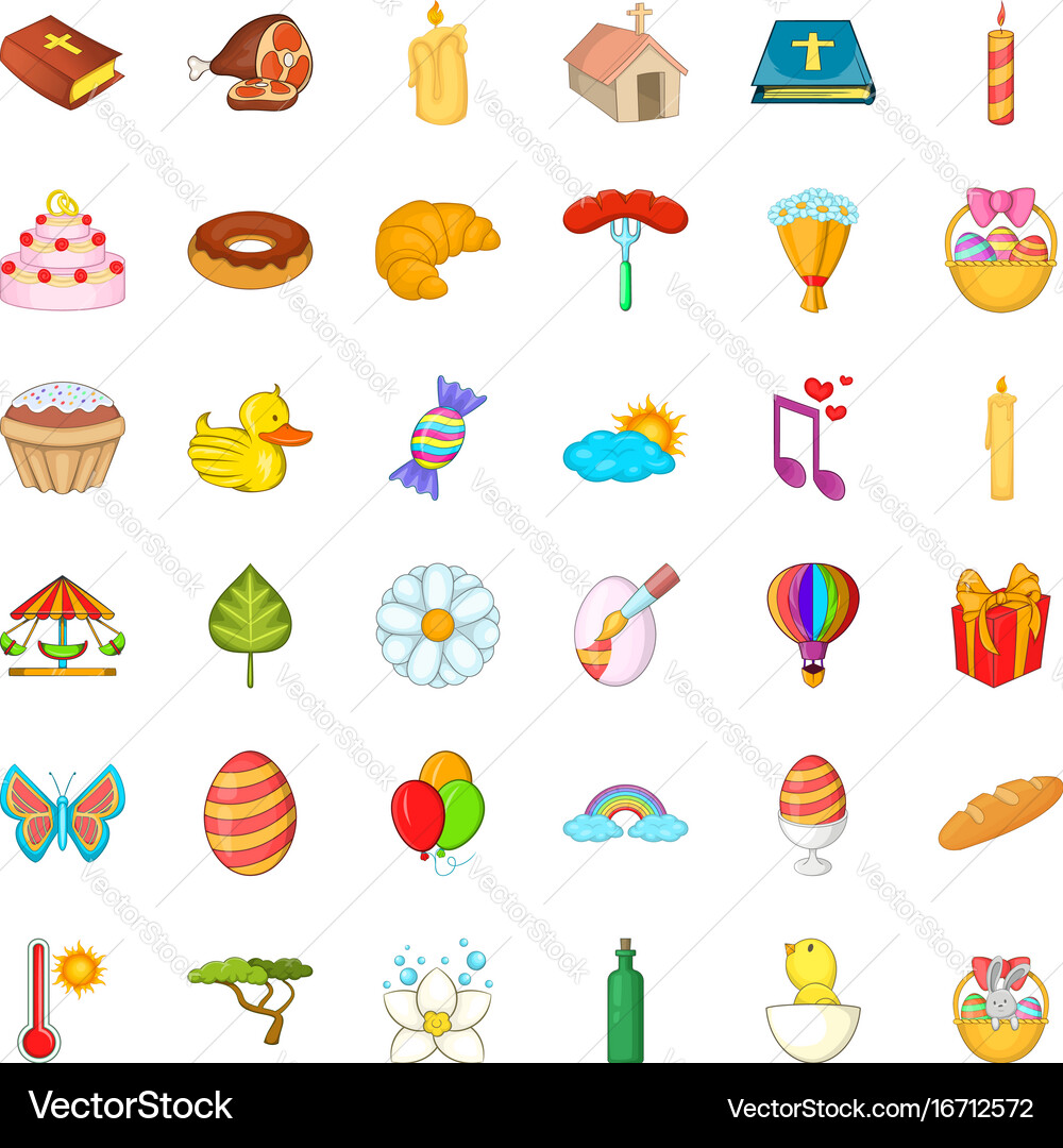 Easter icons set cartoon style Royalty Free Vector Image