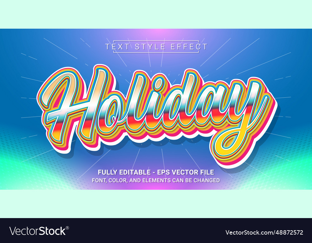 Holiday text style effect editable graphic Vector Image Holiday text style effect editable graphic Vector Image