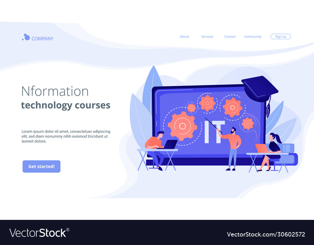 Information technology courses concept landing Vector Image