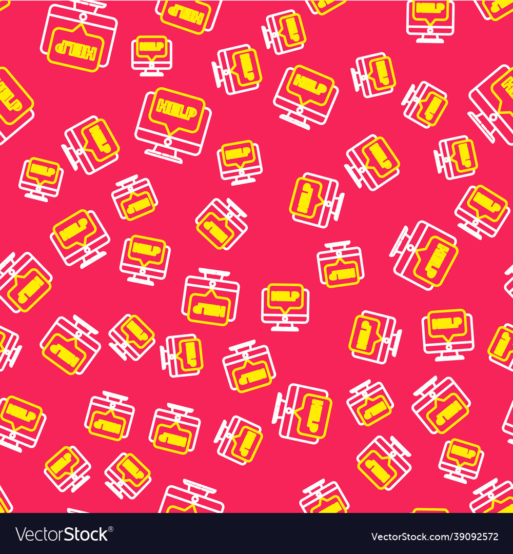 Line computer monitor and help icon isolated Vector Image