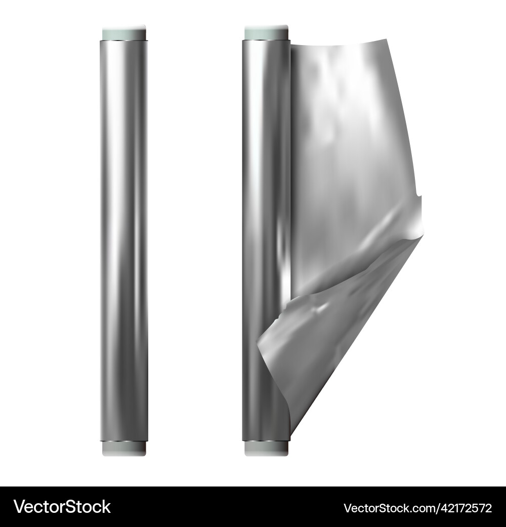 Realistic detailed 3d aluminium foil set Vector Image