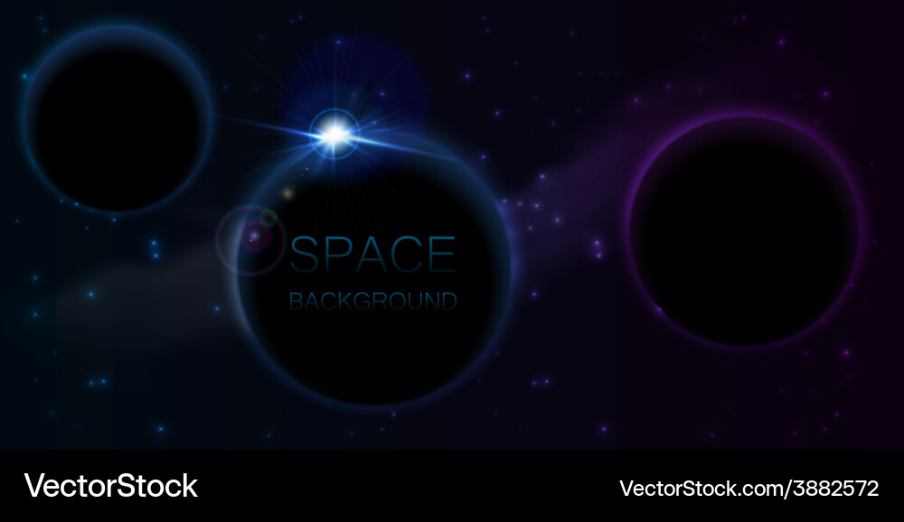 Rising Sun Over The Planet Space Background Vector Image