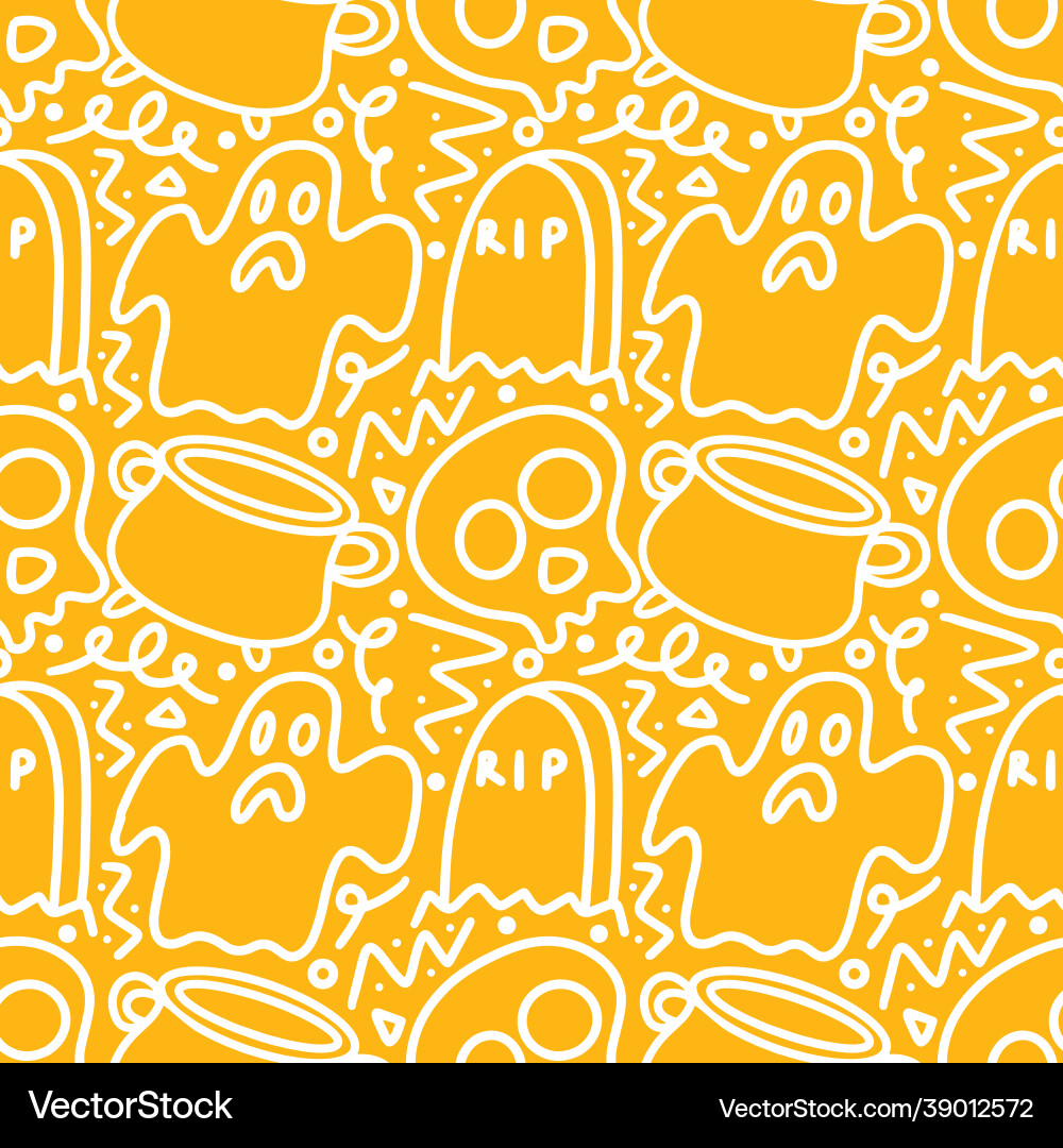 Seamless halloween themes pattern doodles Vector Image