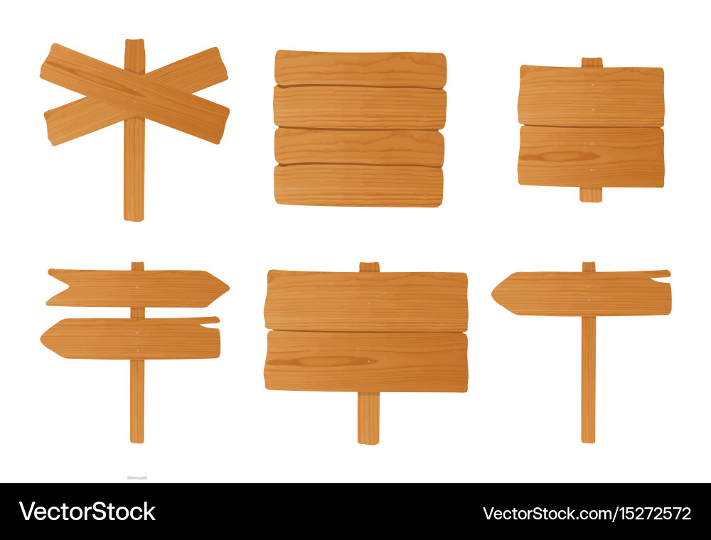 Set of different wooden signboards pointers Vector Image