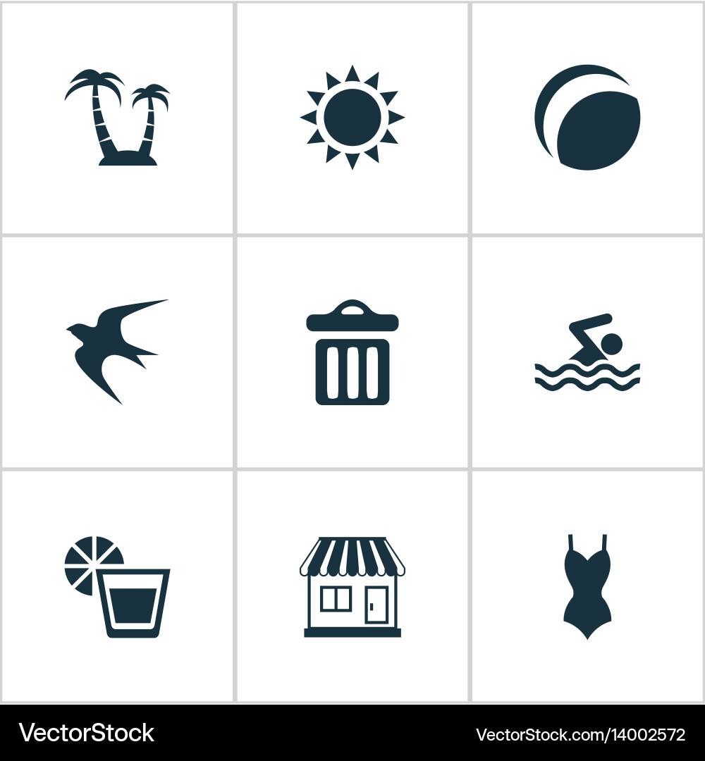 Set of simple beach icons Royalty Free Vector Image
