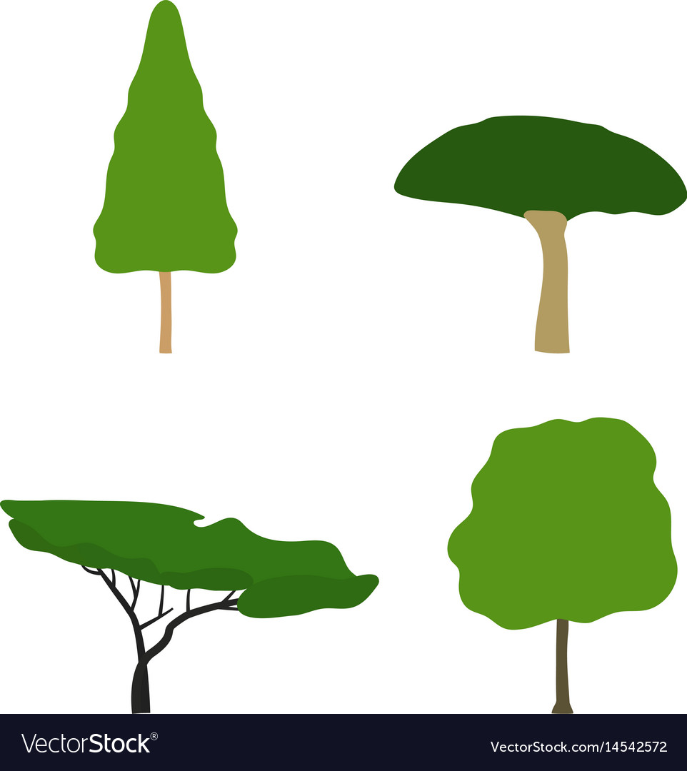 Set trees flat design Royalty Free Vector Image