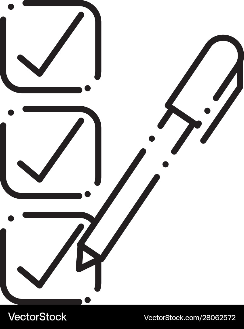 Vote check boxes and pen accept line style icon Vector Image