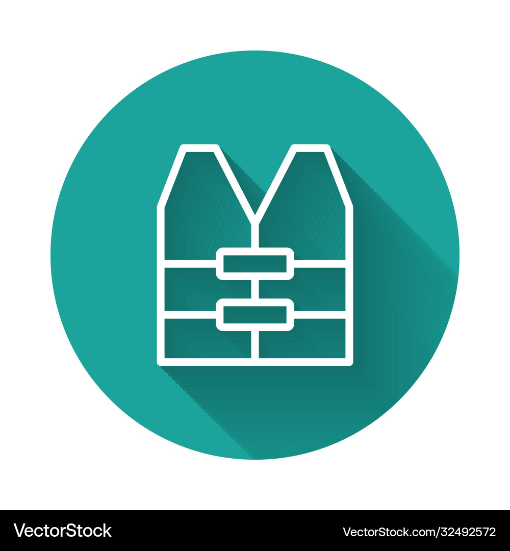 White line life jacket icon isolated with long Vector Image