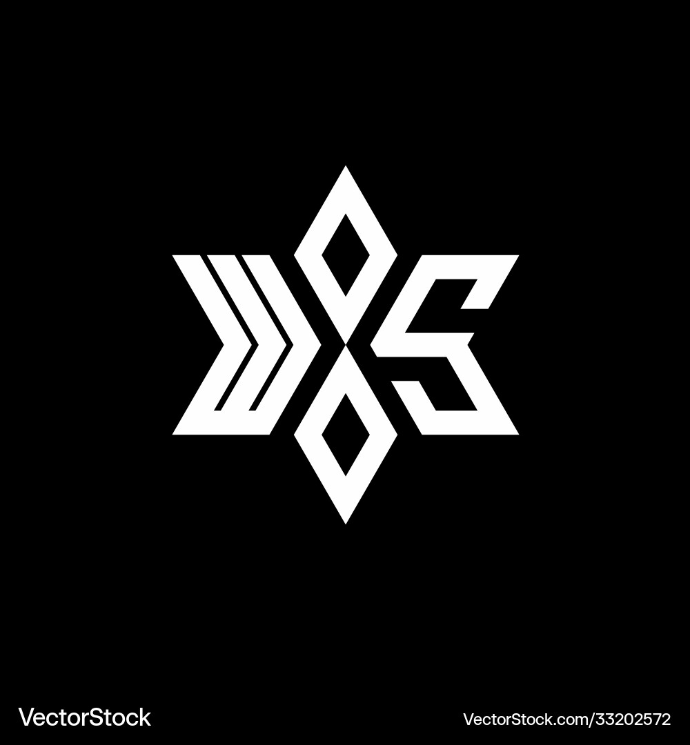 Ws monogram logo with star shape and luxury style Vector Image