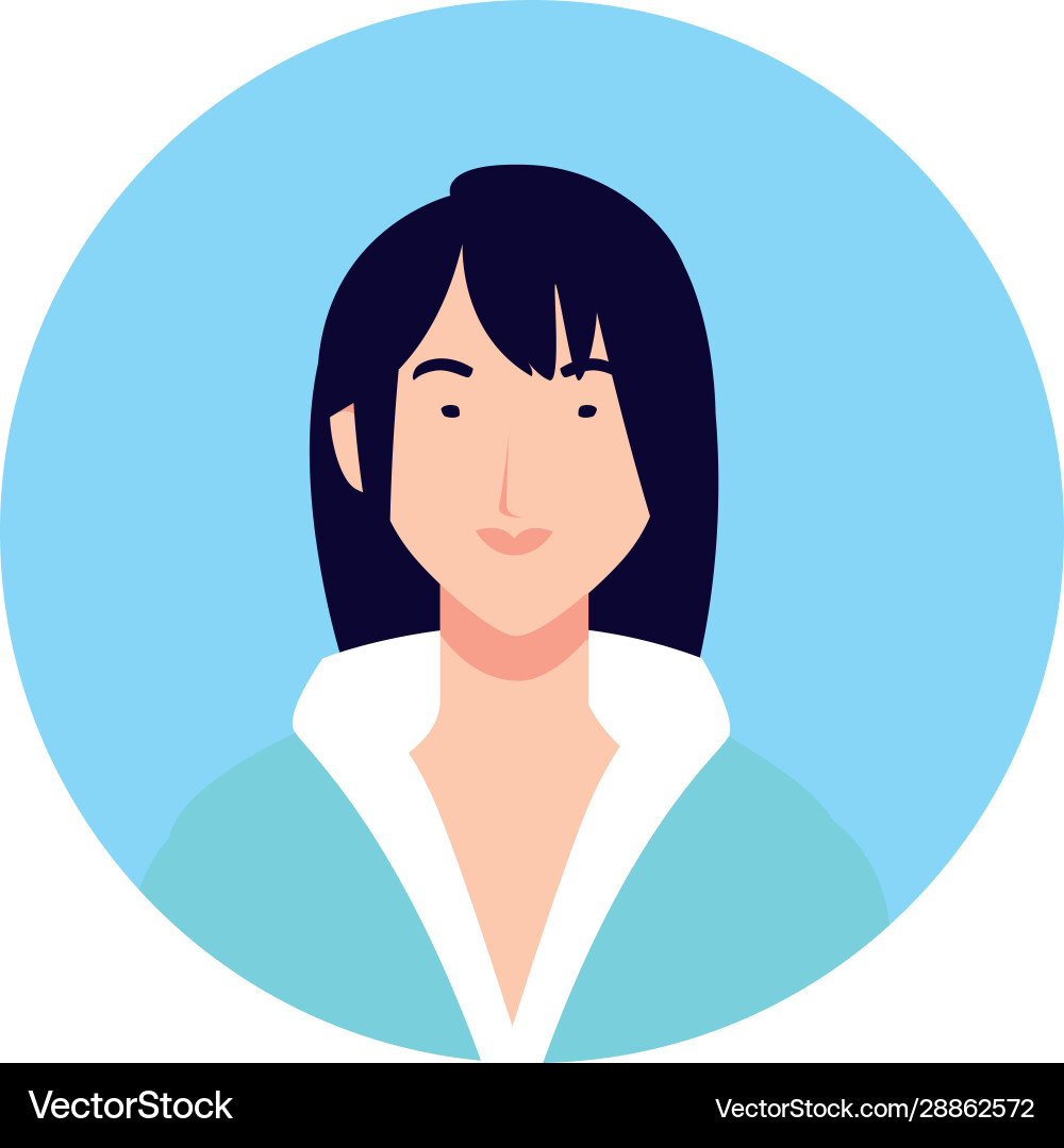 Young woman on blue background circle Royalty Free Vector